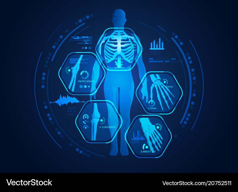 Digital Body Scan - X-Ray Analysis Royalty Free Vector Image