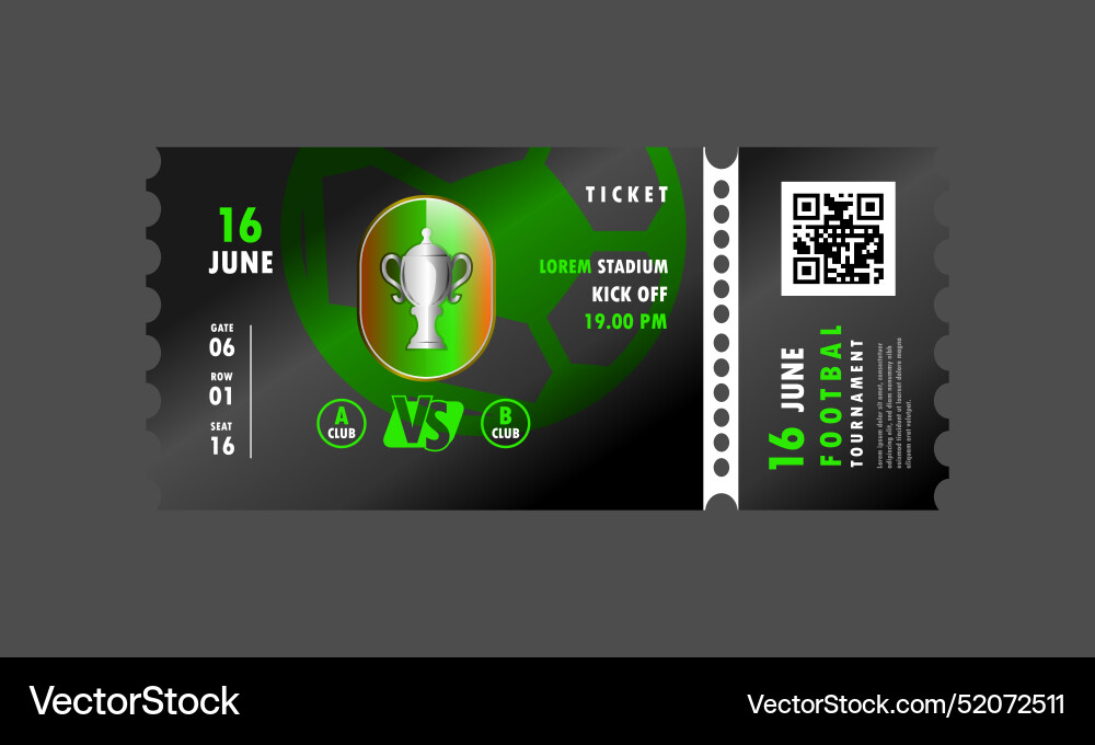 Football match ticket template design concept Vector Image
