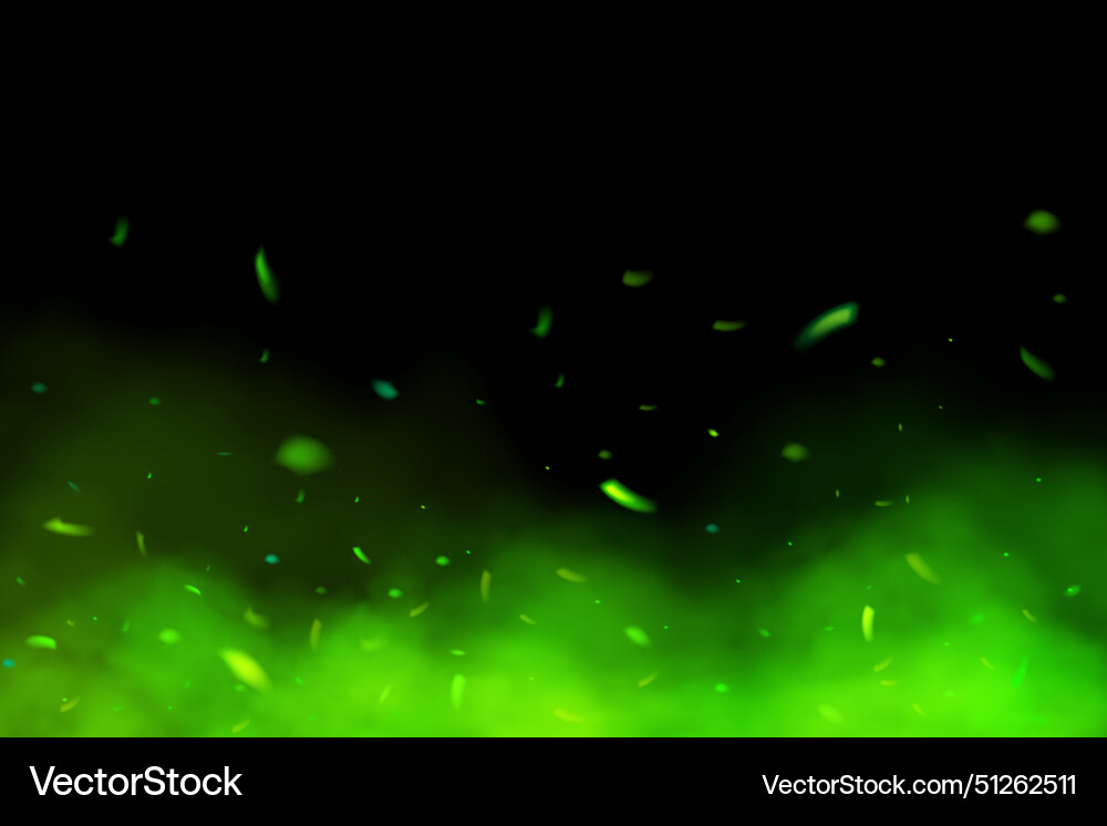 Green fire and flying sparks smoke effect Vector Image
