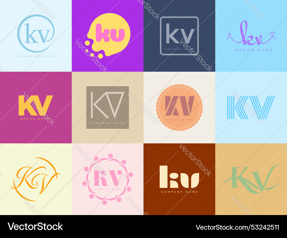 Kv logo company template letter k and v logotype Vector Image