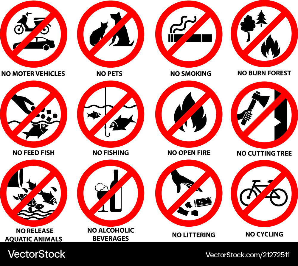 Prohibition sign for public park Royalty Free Vector Image