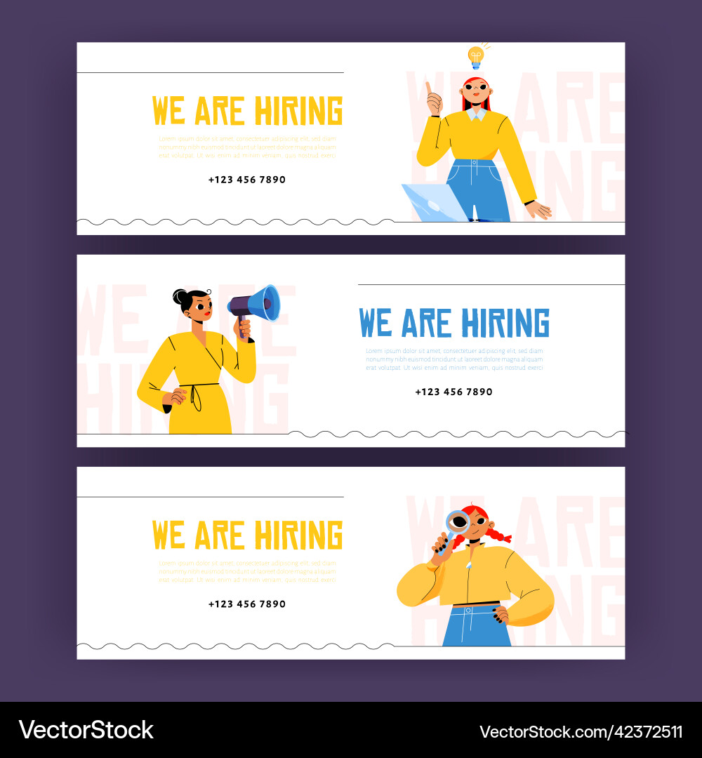 We are hiring banners recruitment concept flyers Vector Image