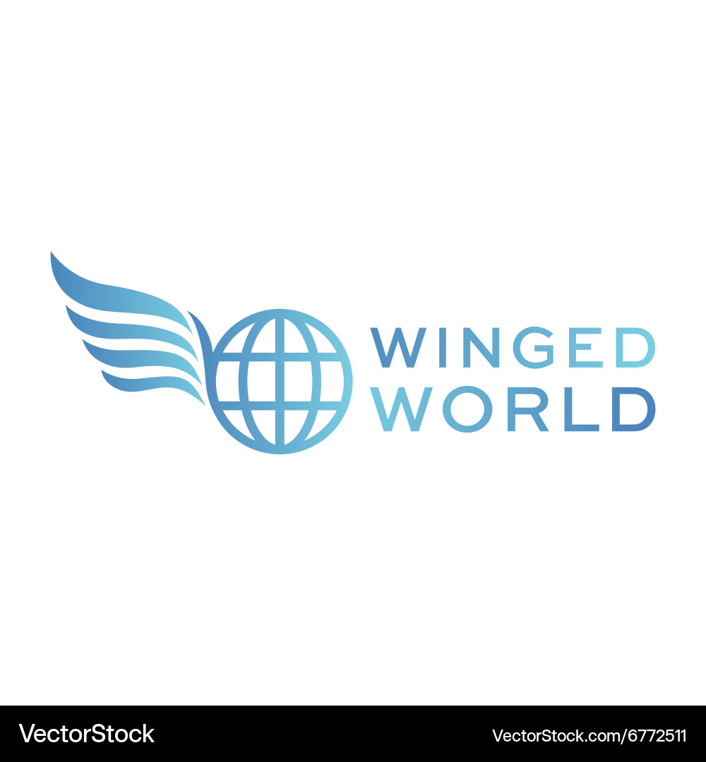 Winged logo planet earth abstract high Royalty Free Vector