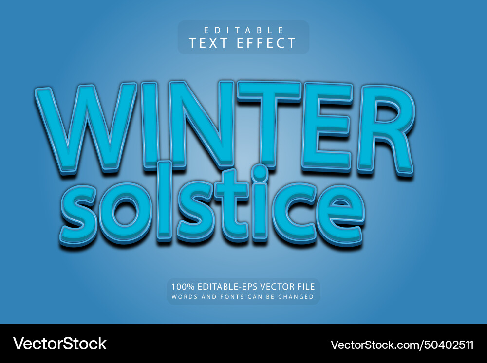 Winter solstice editable text effect 3 dimension Vector Image