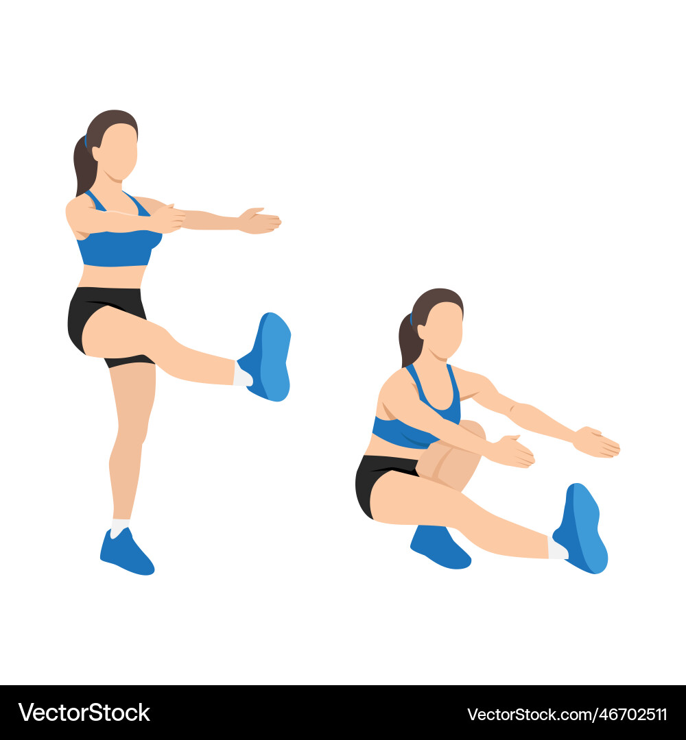 Woman doing single leg squats pistol Royalty Free Vector