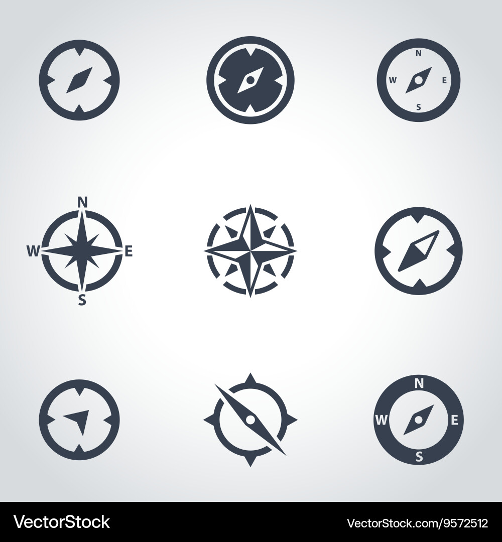 Black Compass Icon Set Royalty Free Vector Image
