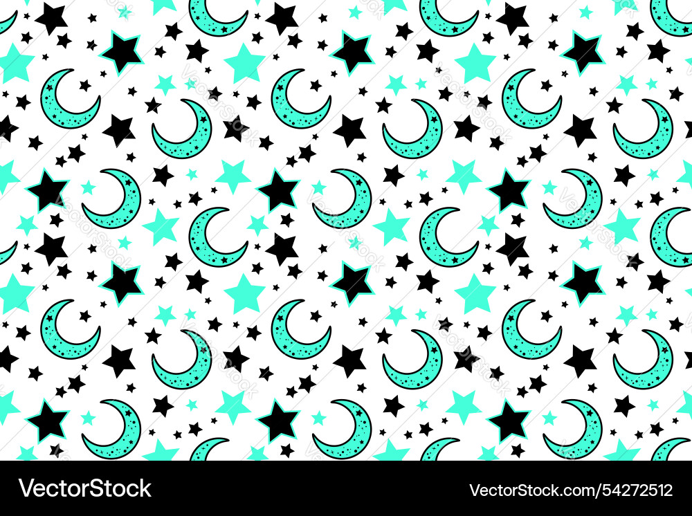 Celestial Moon & Star Pattern Royalty Free Vector Image