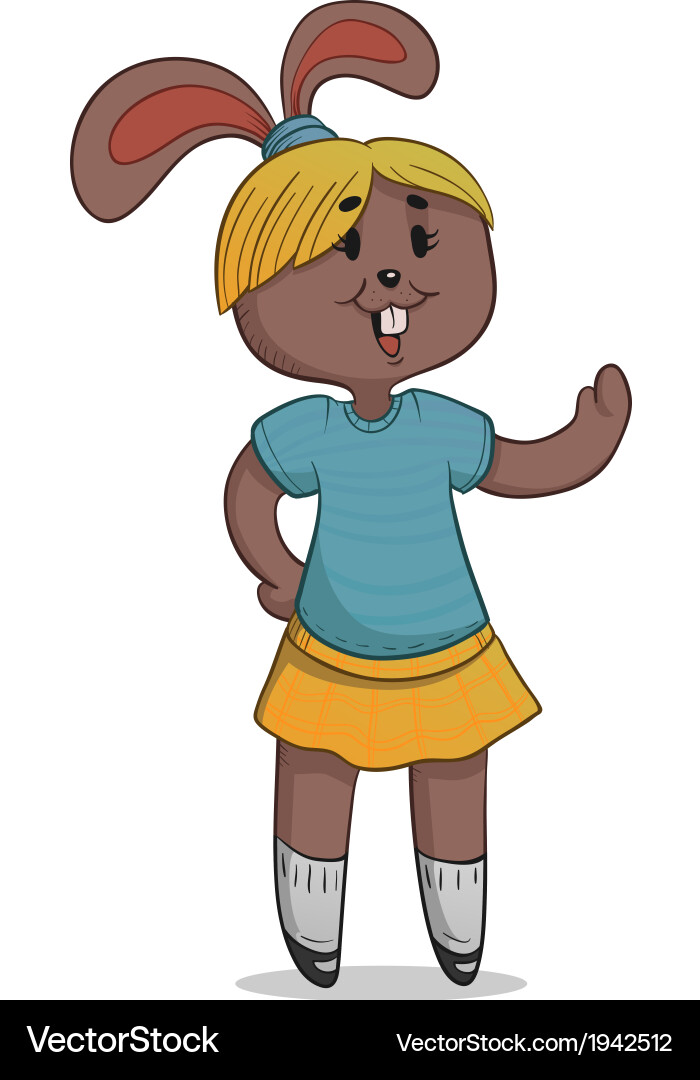 Cute bunny standing and waving Royalty Free Vector Image