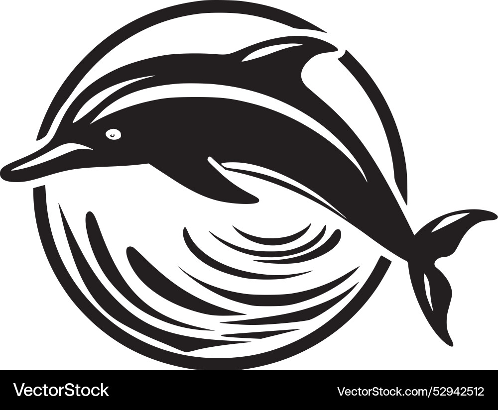 Dolphin - black and white Royalty Free Vector Image