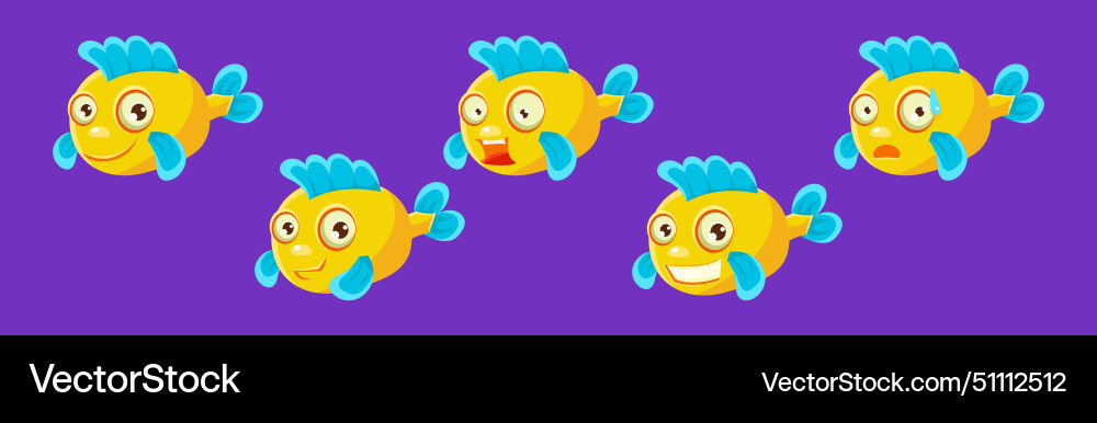 Funny fish with emotion and face expression Vector Image