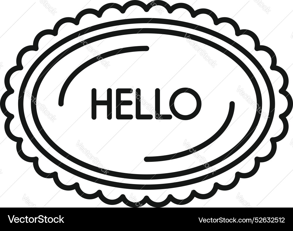Hello sign with oval frame showing greeting Vector Image