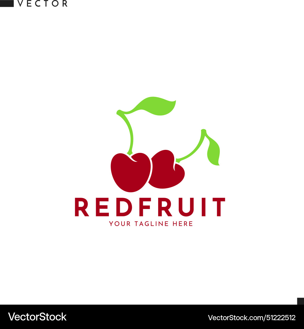 Red cherry with leaves logo Royalty Free Vector Image