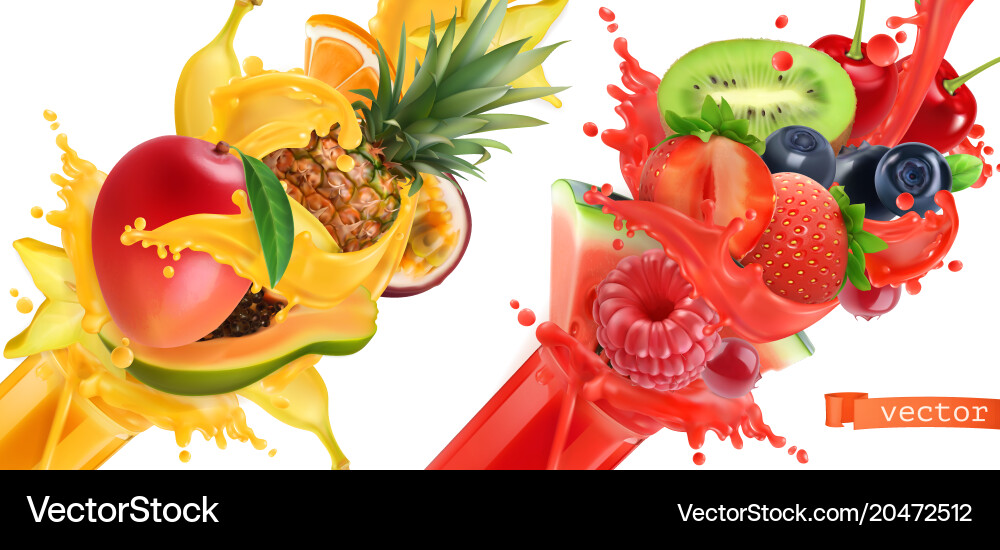 Tropical Fruit Splash Royalty Free Vector Image