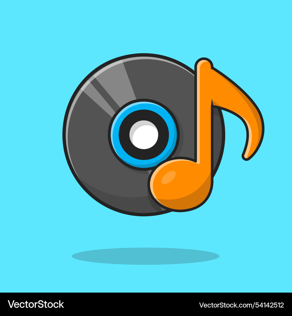 Vinyl disk music with tune and note Royalty Free Vector