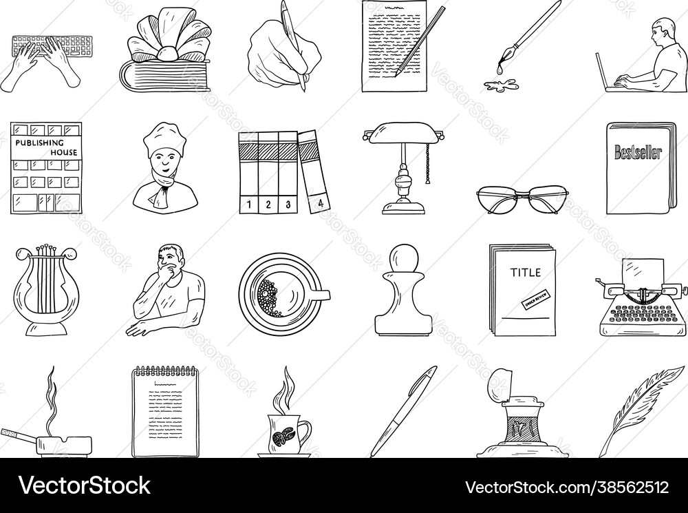 Writer icon set Royalty Free Vector Image - VectorStock