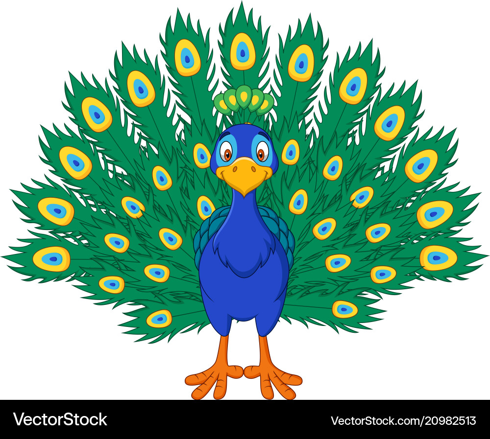 Cartoon schöne Pfau Lizenzfreies Vektorbild