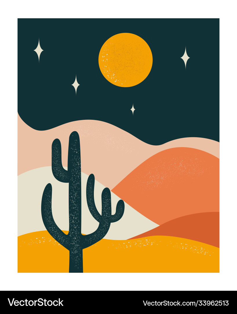 Desert Nightscape Royalty Free Vector Image - VectorStock