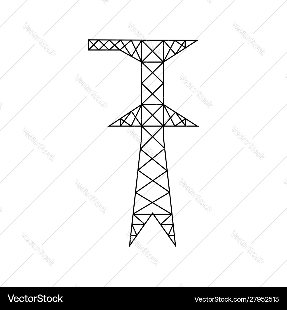 Hochspannungs-Elektro-Pylon-Stromleitungssymbol Vektorbild