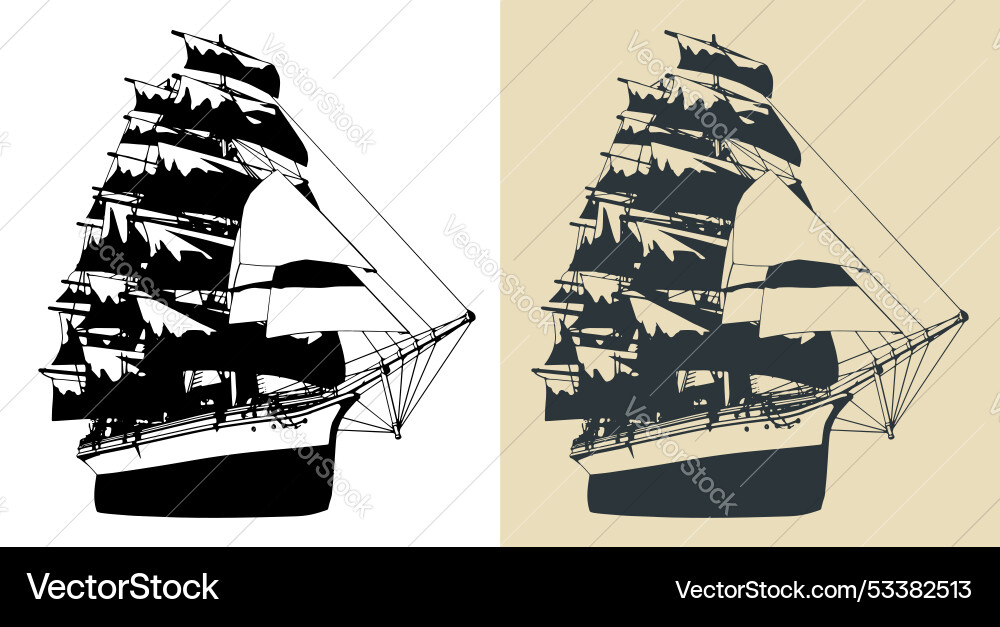 Large sailing ship Royalty Free Vector Image - VectorStock