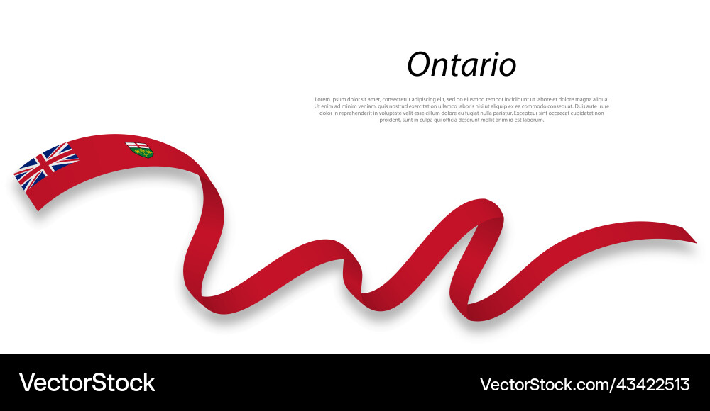 Ontario Flag Ribbon Wave Royalty Free Vector Image