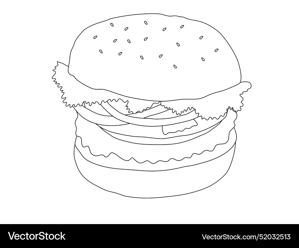 Outline of a classic hamburger Royalty Free Vector Image