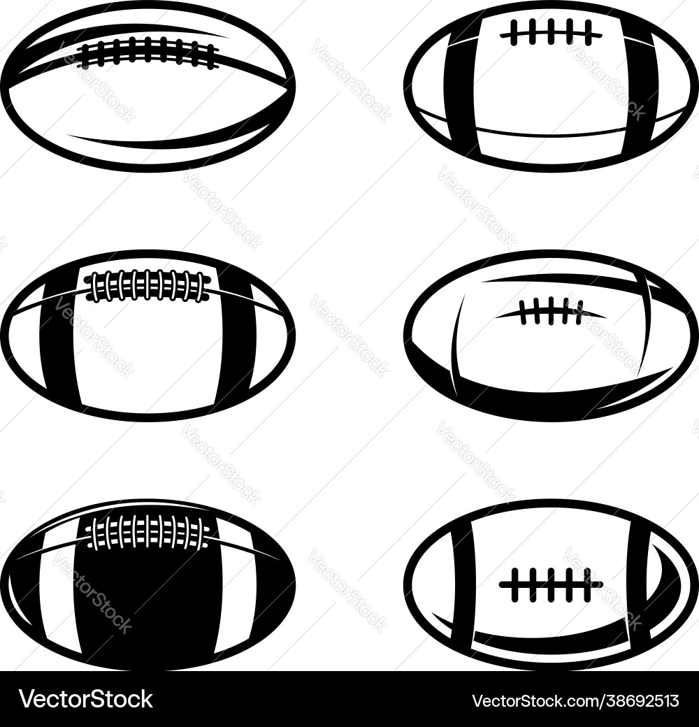 Rugby Balls - Monochrome Set Royalty Free Vector Image