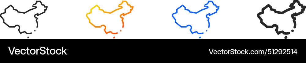 China iconthin linear gradient blue stroke Vector Image