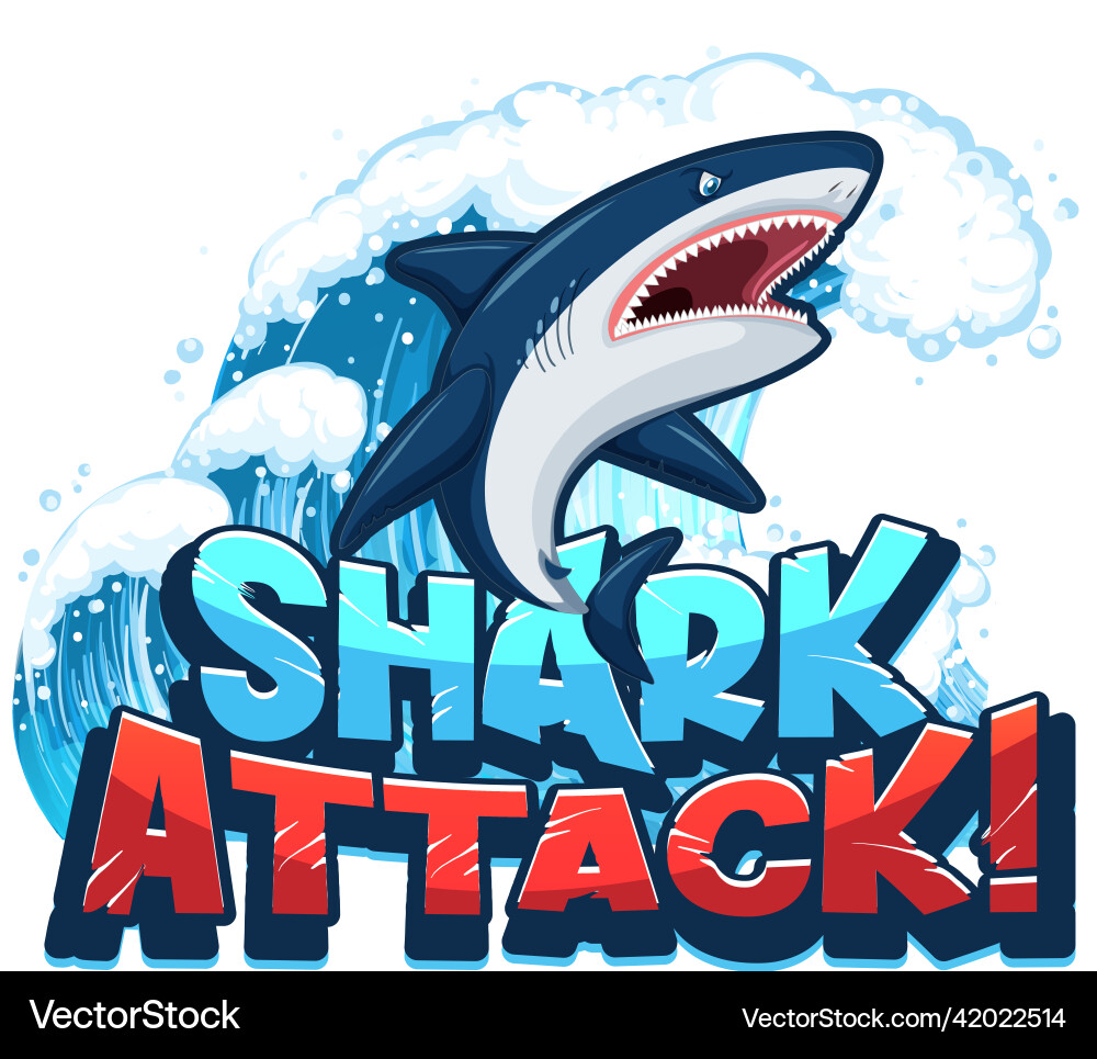 Font design for shark attack Royalty Free Vector Image