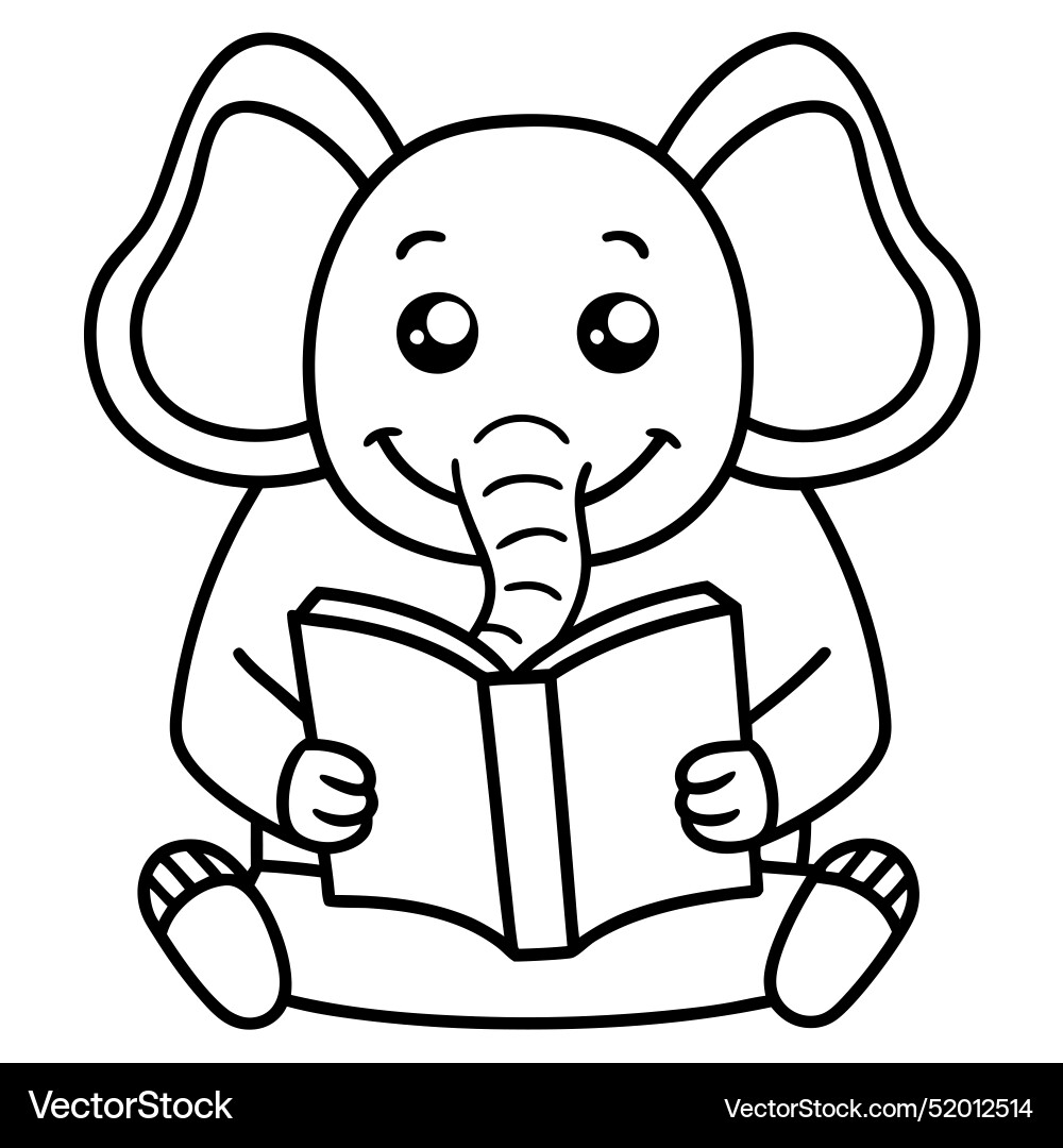 Forest elephant reading icon Royalty Free Vector Image