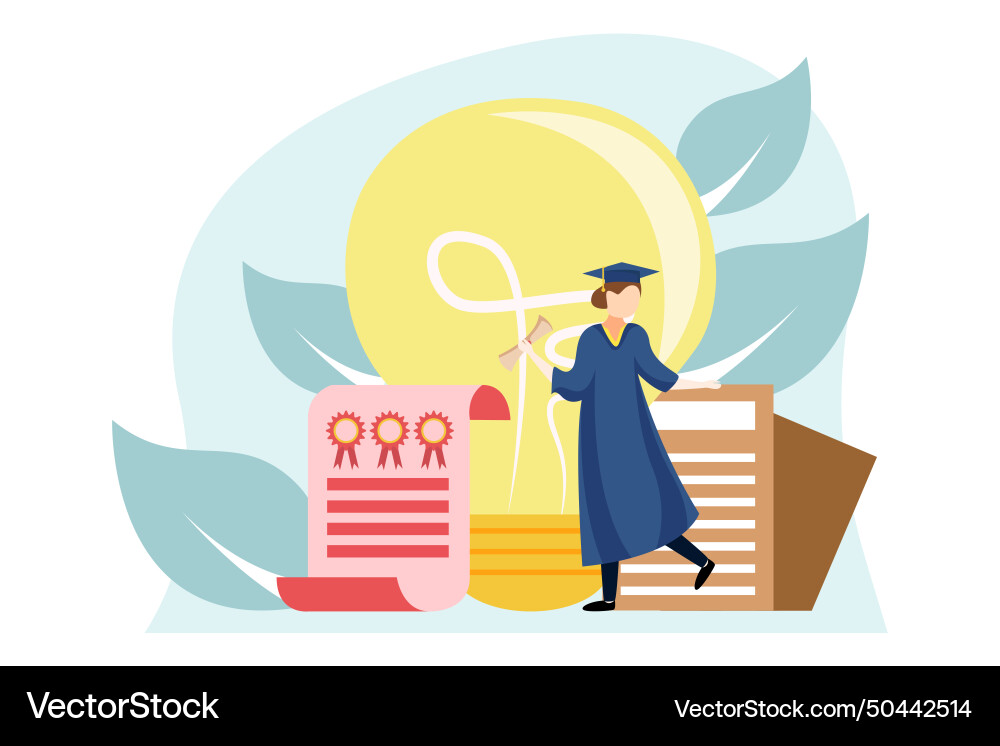 Graduation flat design Royalty Free Vector Image