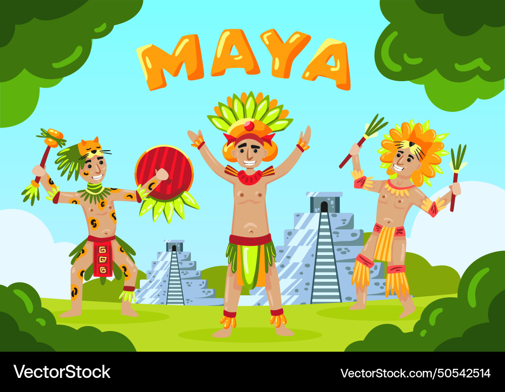 Maya tribe landscape background Royalty Free Vector Image