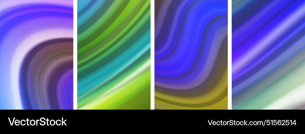 Rainbow color liquid wave lines poster set Vector Image