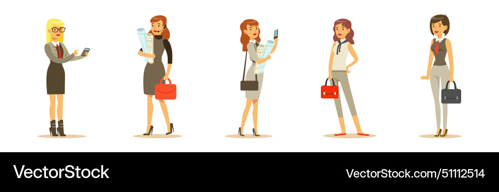 Woman office employee character engaged in work Vector Image