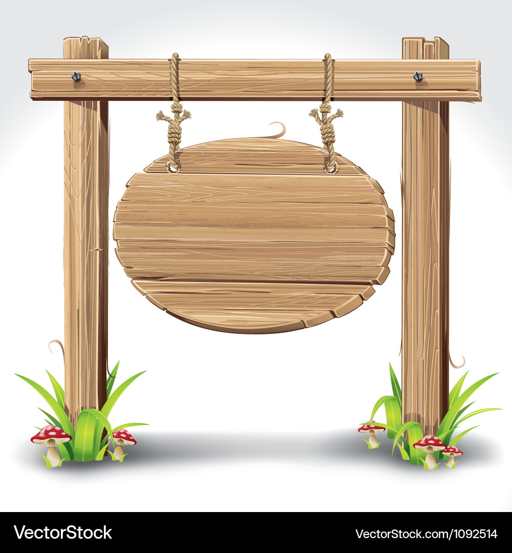 Wooden Sign with Rope Royalty Free Vector Image