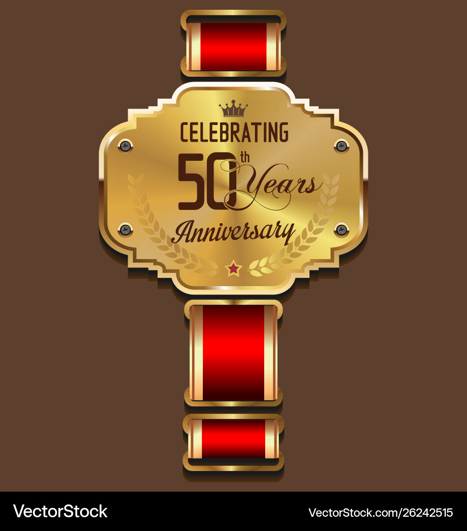 Anniversary golden banner 50 years Royalty Free Vector Image