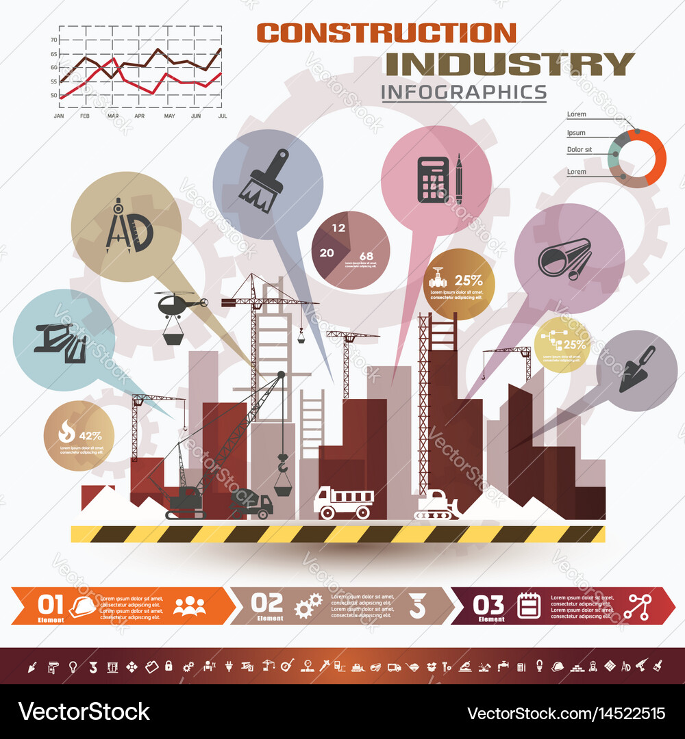 Building and construction infographics icons Vector Image