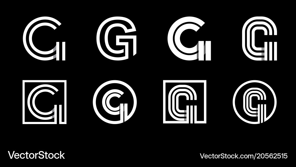 Capital letter g modern set for monograms logos Vector Image