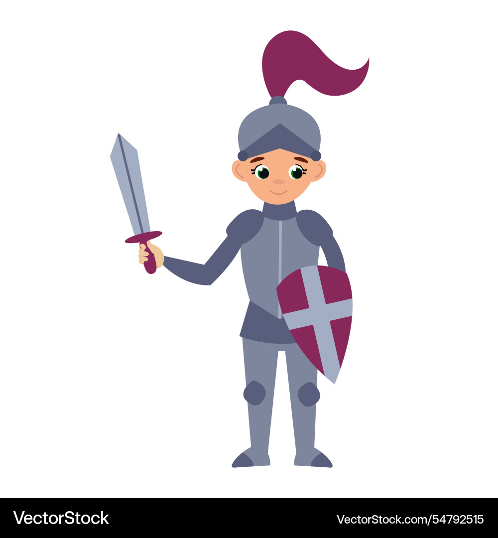 Cute hand drawn knight in armor Royalty Free Vector Image