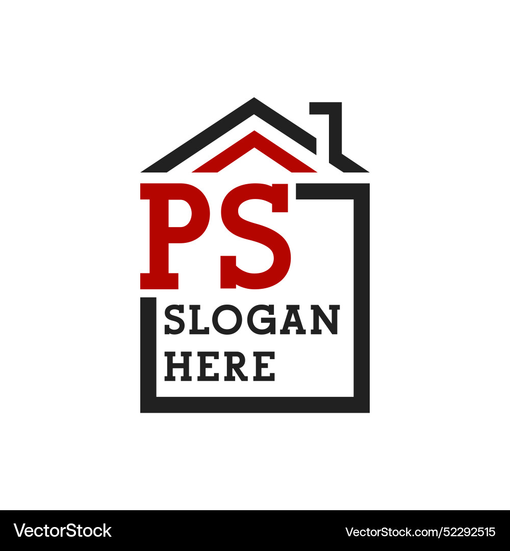 Initial ps house logo for roofing letter real Vector Image