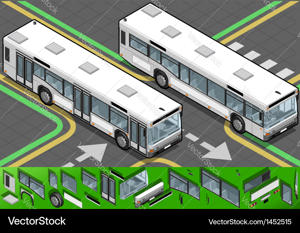 Isometrischer Bus in Frontansicht Lizenzfreies Vektorbild
