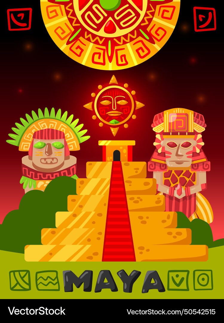 Maya civilization vertical poster Royalty Free Vector Image