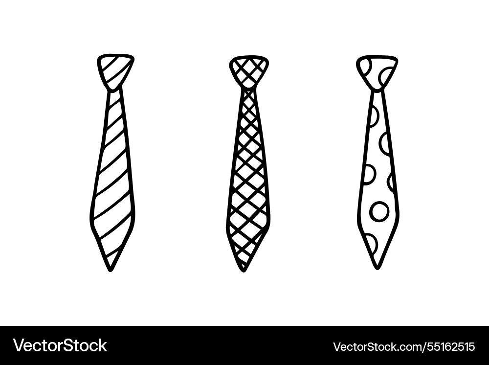 Necktie hand drawn doodle tie element art icon Vector Image
