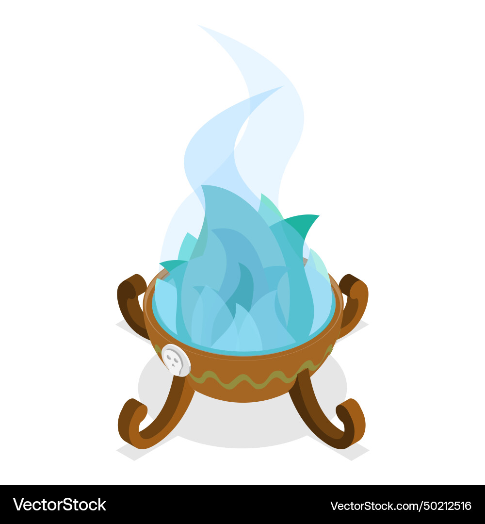 3d isometric flat set of boiling cauldrons Vector Image