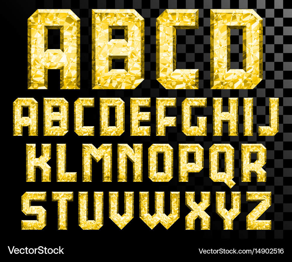 Alphabet of crystal letters Royalty Free Vector Image