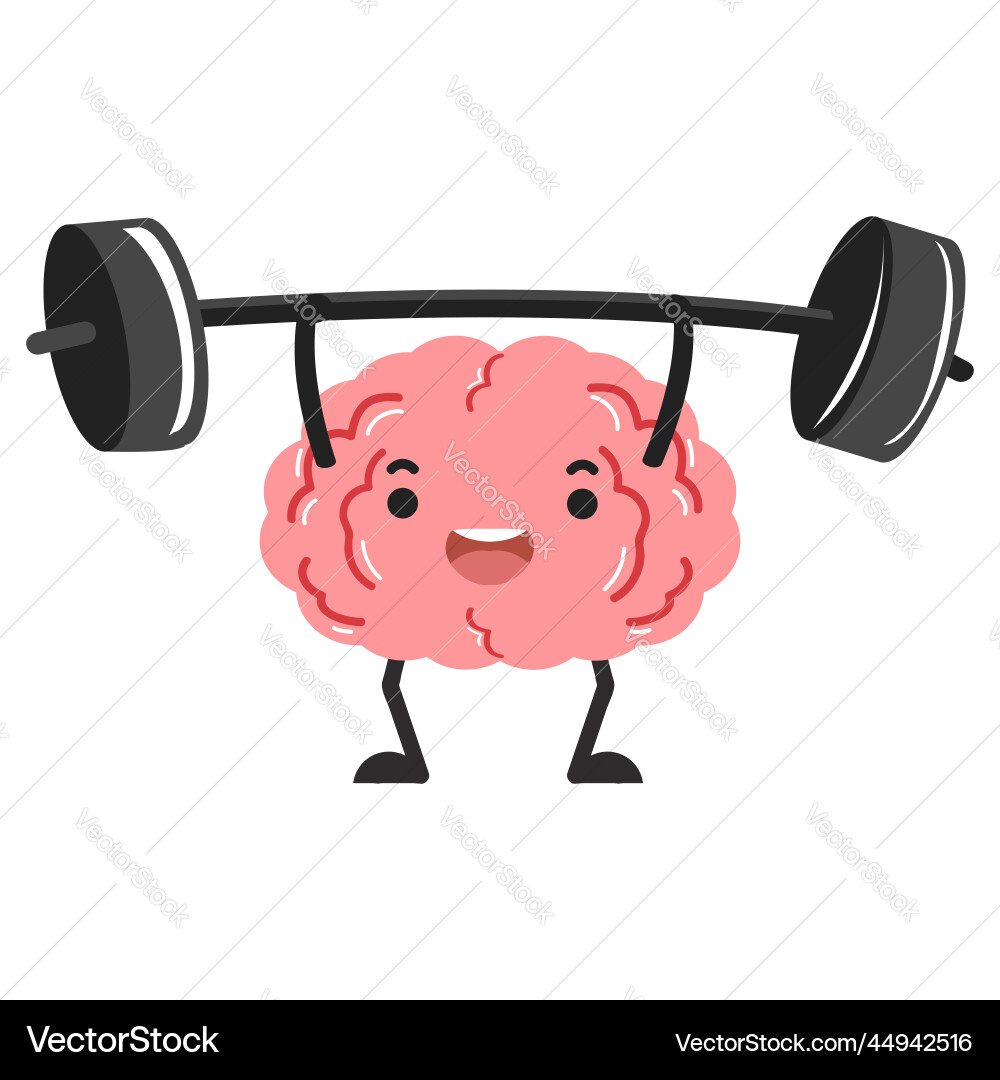 Brain cartoon character happy flat Royalty Free Vector Image