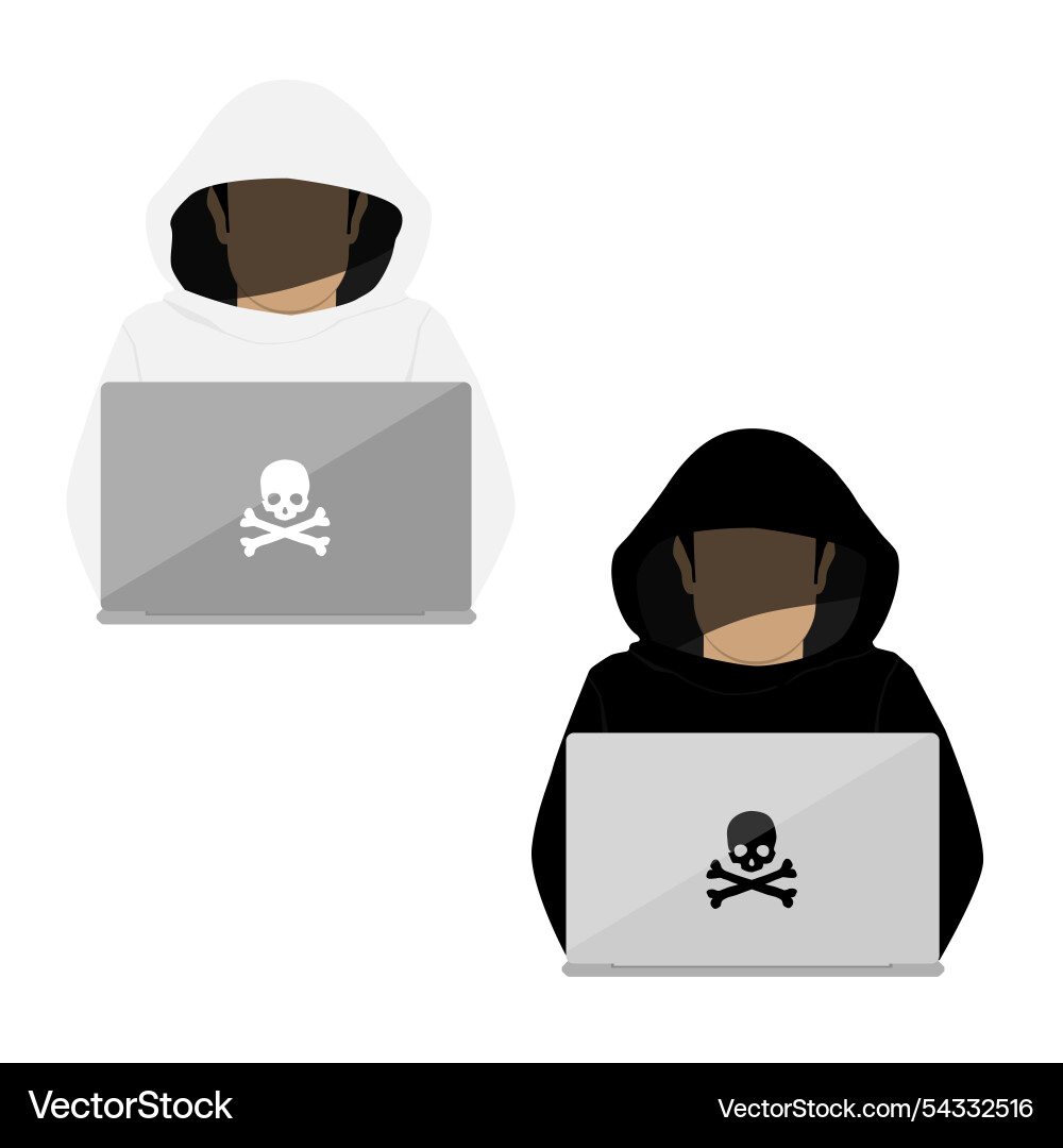 Ethical hacker and cyber criminal hooded Vector Image