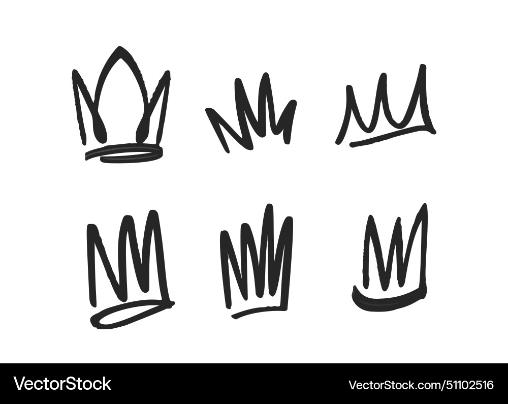 Funny doodle crowns collection playful hand Vector Image
