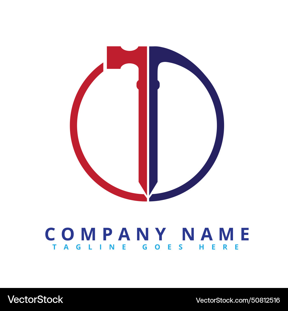 Hammer logo design concept Royalty Free Vector Image