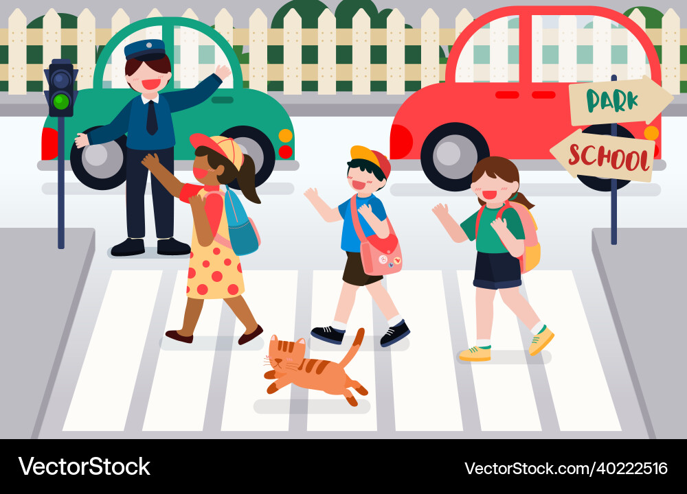 Kids Crossing School Royalty Free Vector Image