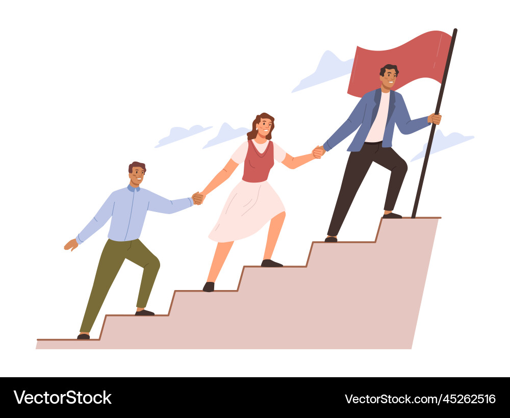 Leader helping team leading in success direction Vector Image